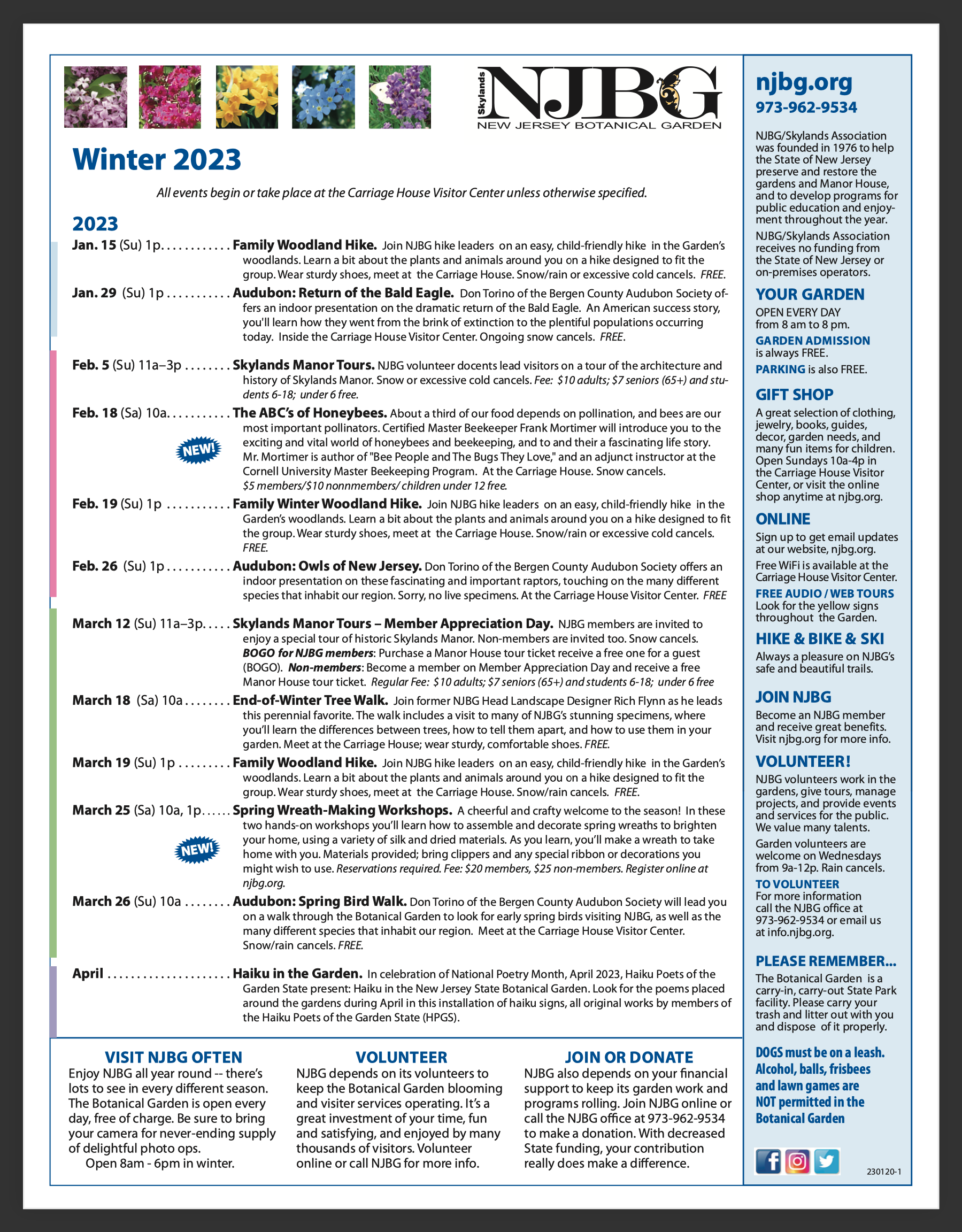 Calendar | New Jersey Botanical Garden