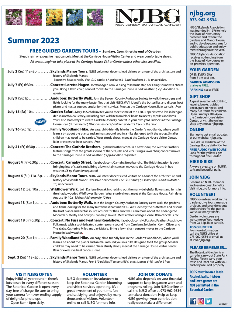 Calendar | New Jersey Botanical Garden