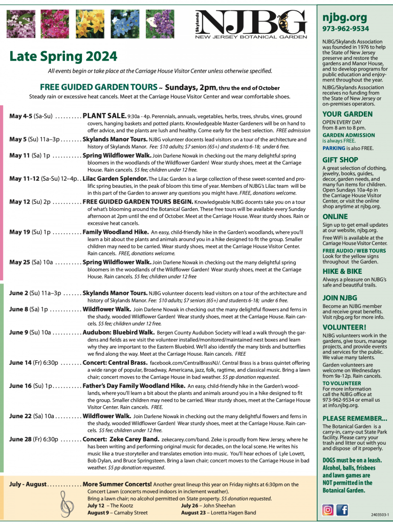 Calendar | New Jersey Botanical Garden